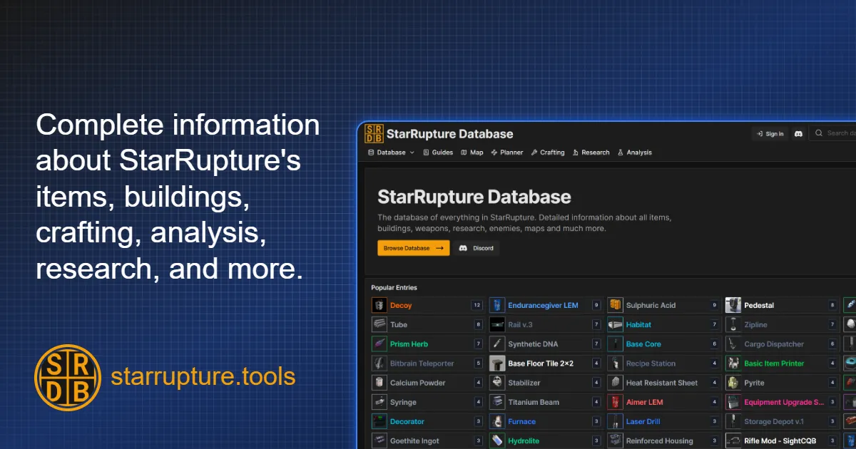 Research - StarRupture Database
