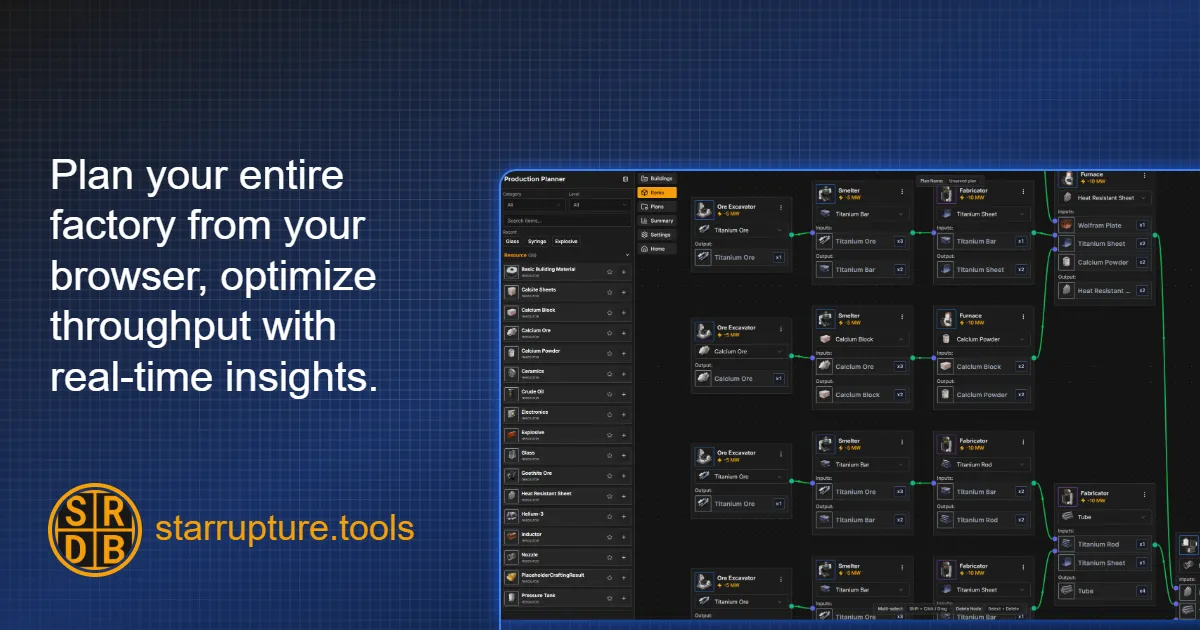 Production Planner - StarRupture Database
